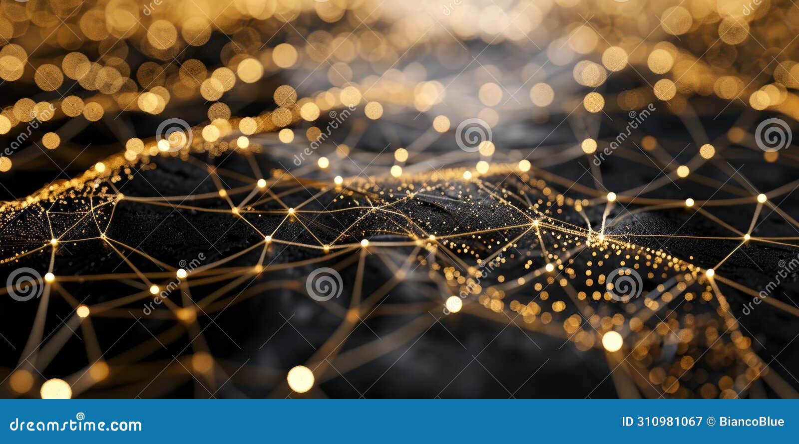 The Golden Sphere Object that Link Each Other with the Multiple Lines ...