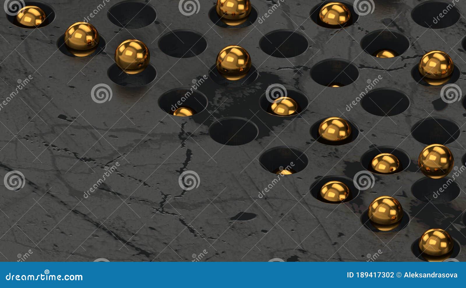 Golden Spheres on Graphite Gray Background. Abstract Motion Design 3d ...