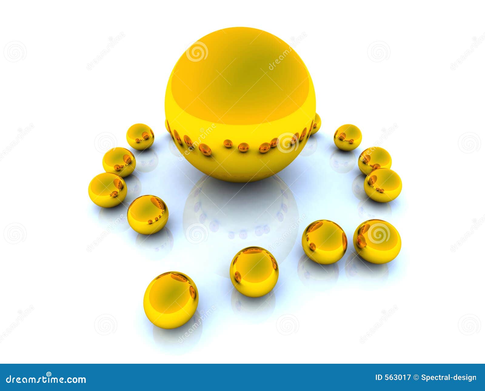 Golden Spheres - top view stock illustration. Illustration of ...