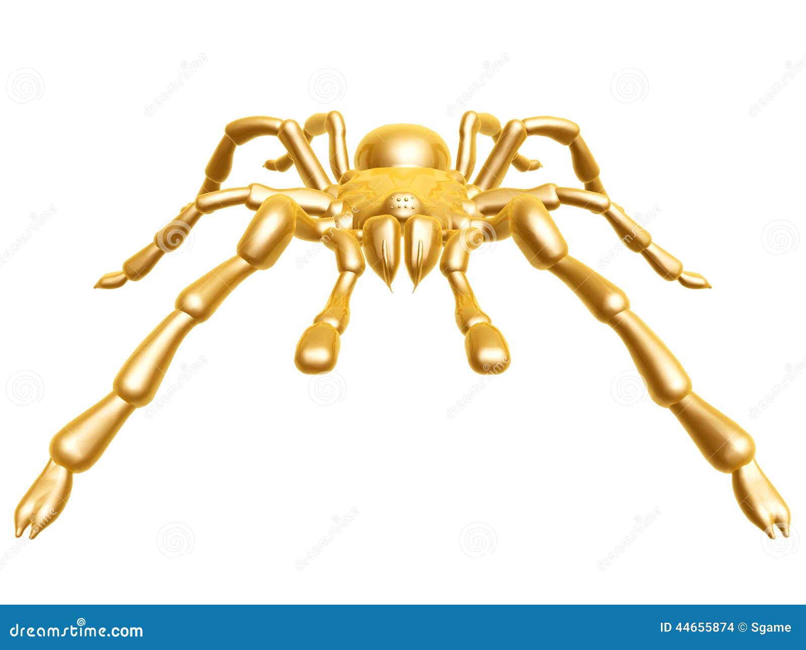Golden Spider With A Big Blue Stone Isolated On White Royalty-Free ...