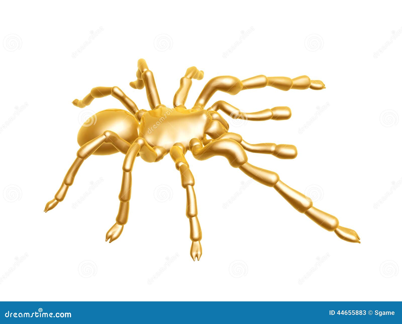 Golden Spider With A Big Blue Stone Isolated On White Royalty-Free ...