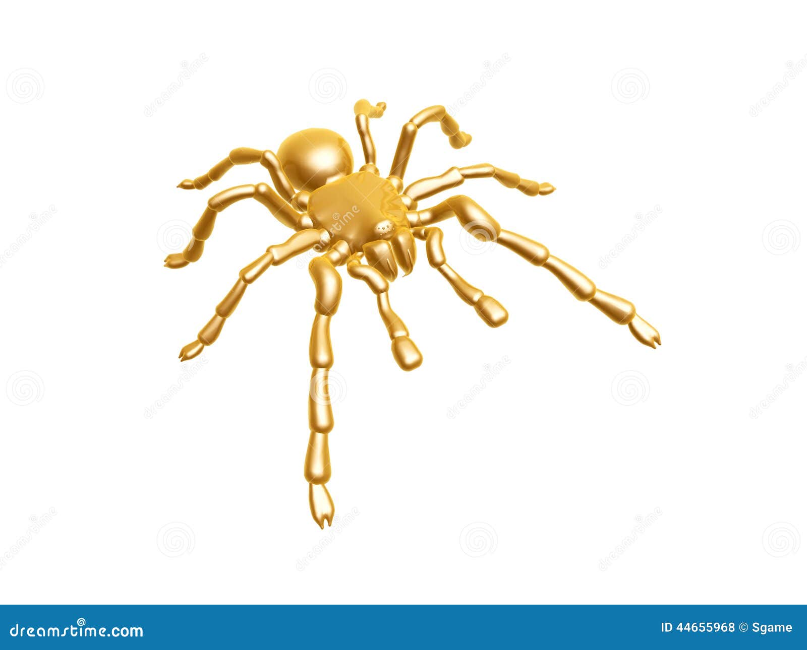 Golden Spider With A Big Blue Stone Isolated On White Royalty-Free ...