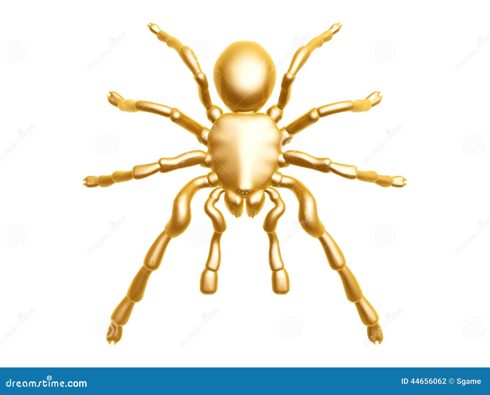 Golden Spider With A Big Blue Stone Isolated On White Royalty-Free ...