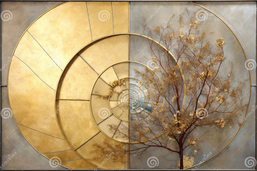 Golden Spiral with Fibonacci Sequence Overlay Stock Illustration ...