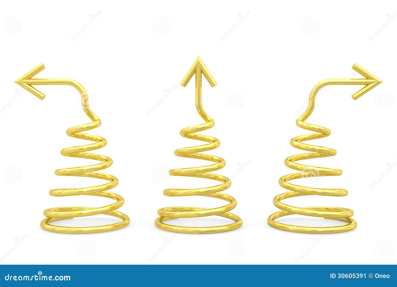 Golden Spirals with Different Direction Arrows on White Stock Image ...