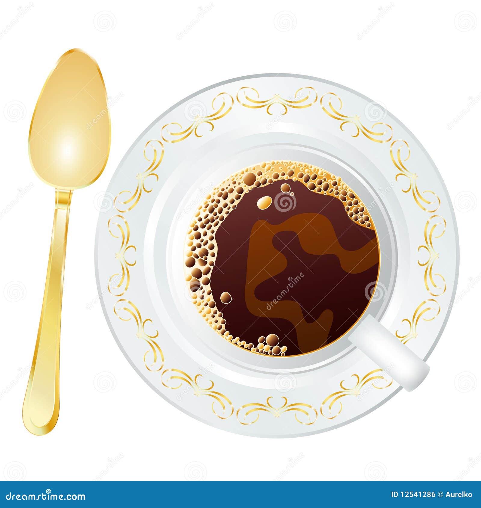 Golden spoon stock vector. Illustration of kitchenware - 12541286