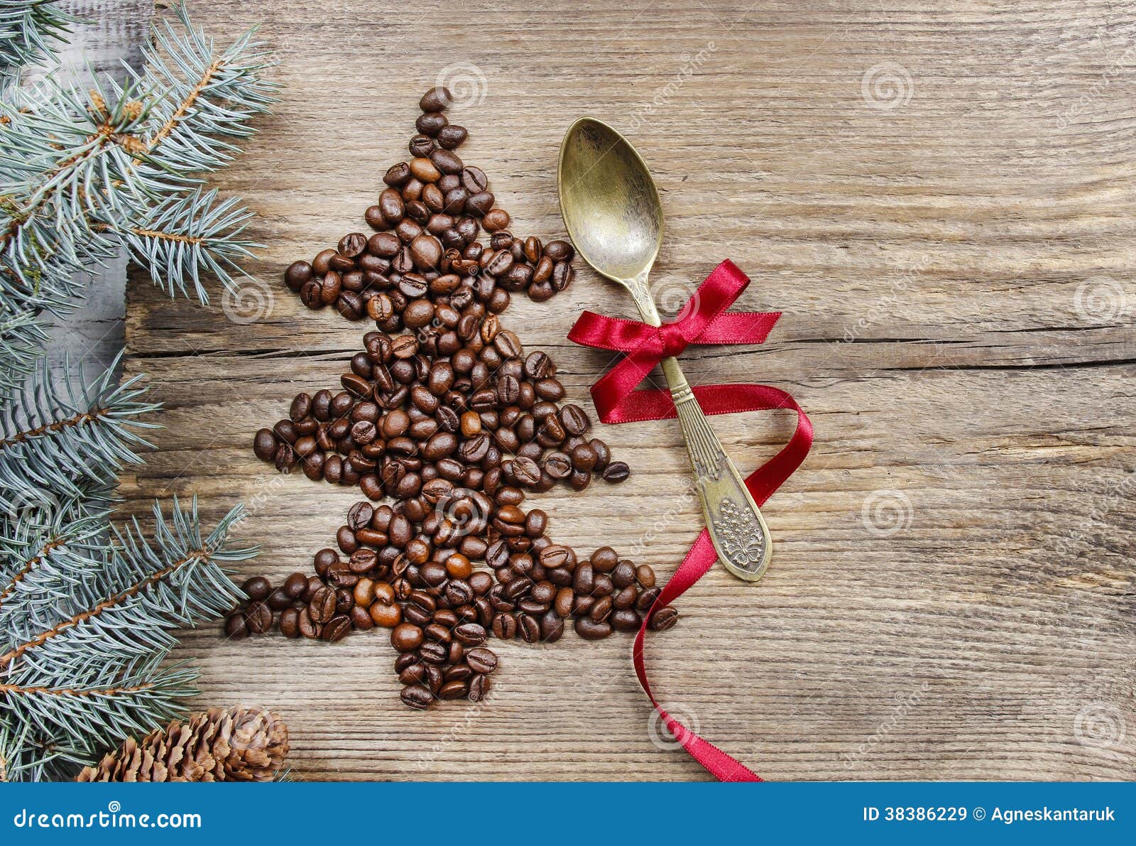 Golden Spoon Decorated with Red Bow Stock Image - Image of copy, lunch ...