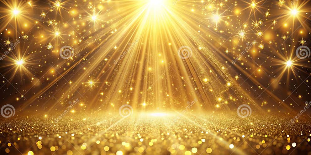 Golden Spotlight Celestial Sparkle and Glitter Stock Illustration ...