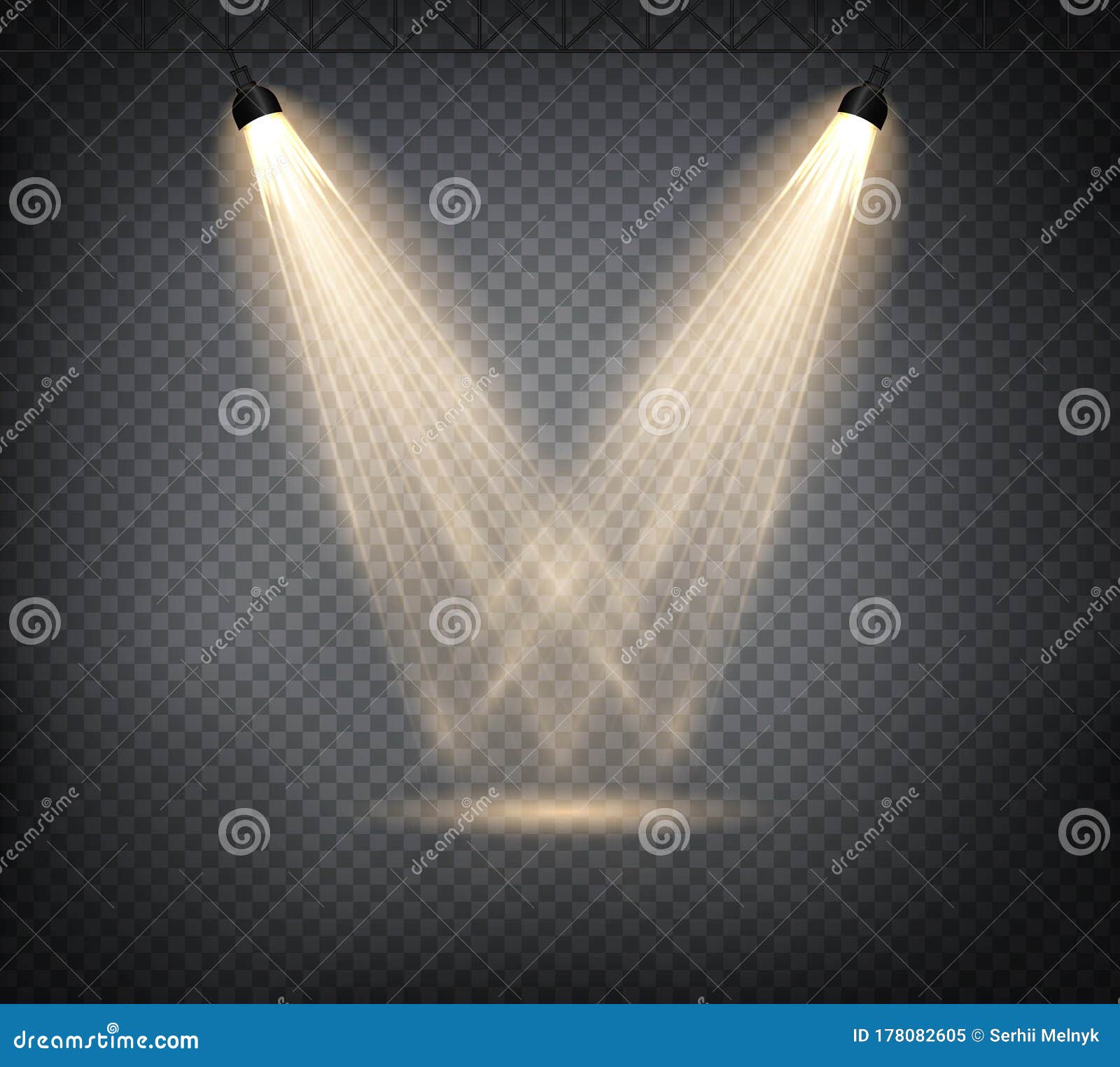 Golden spotlight shining stock vector. Illustration of illumination ...