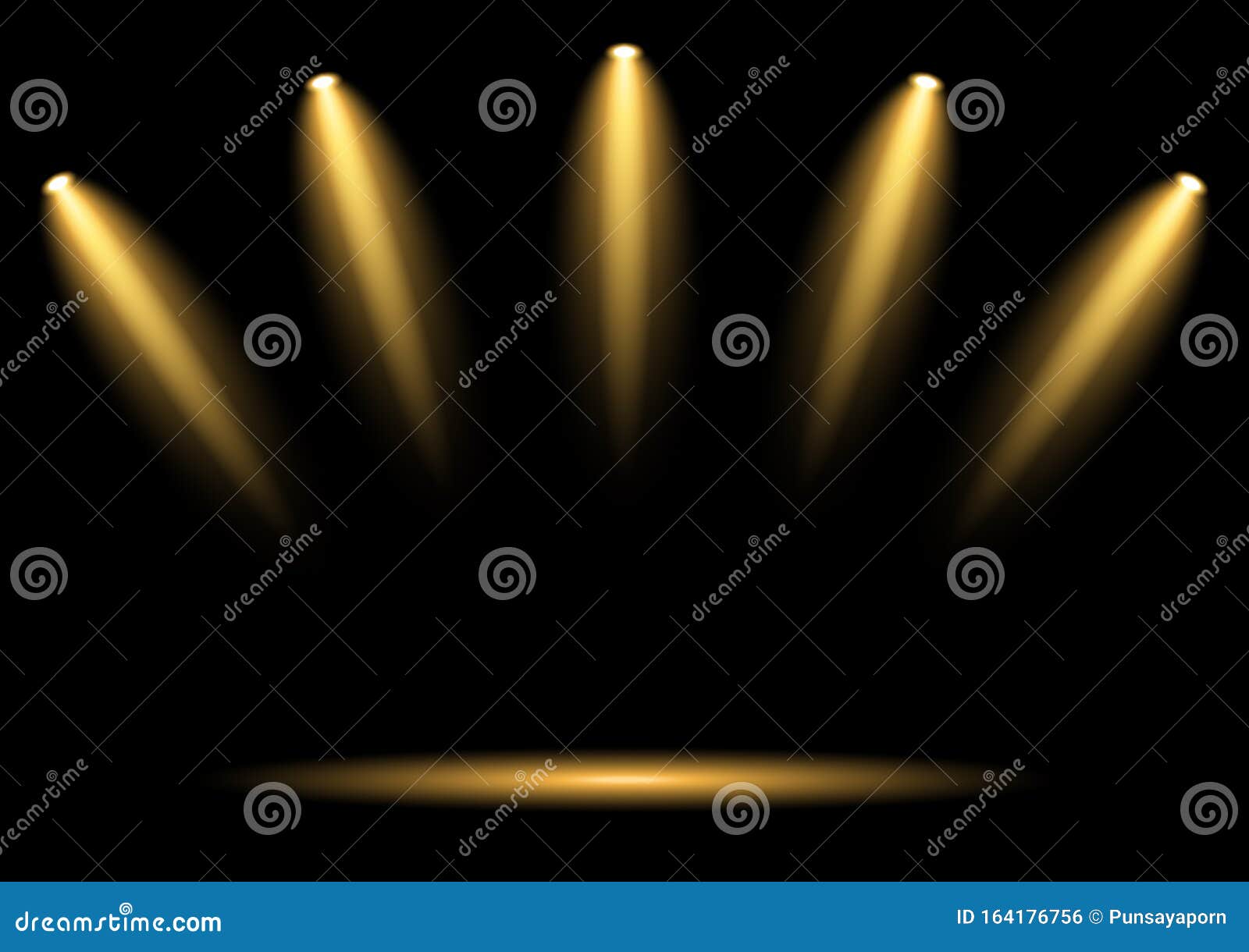5 Golden Spotlights on Dark Background Stock Vector - Illustration of ...
