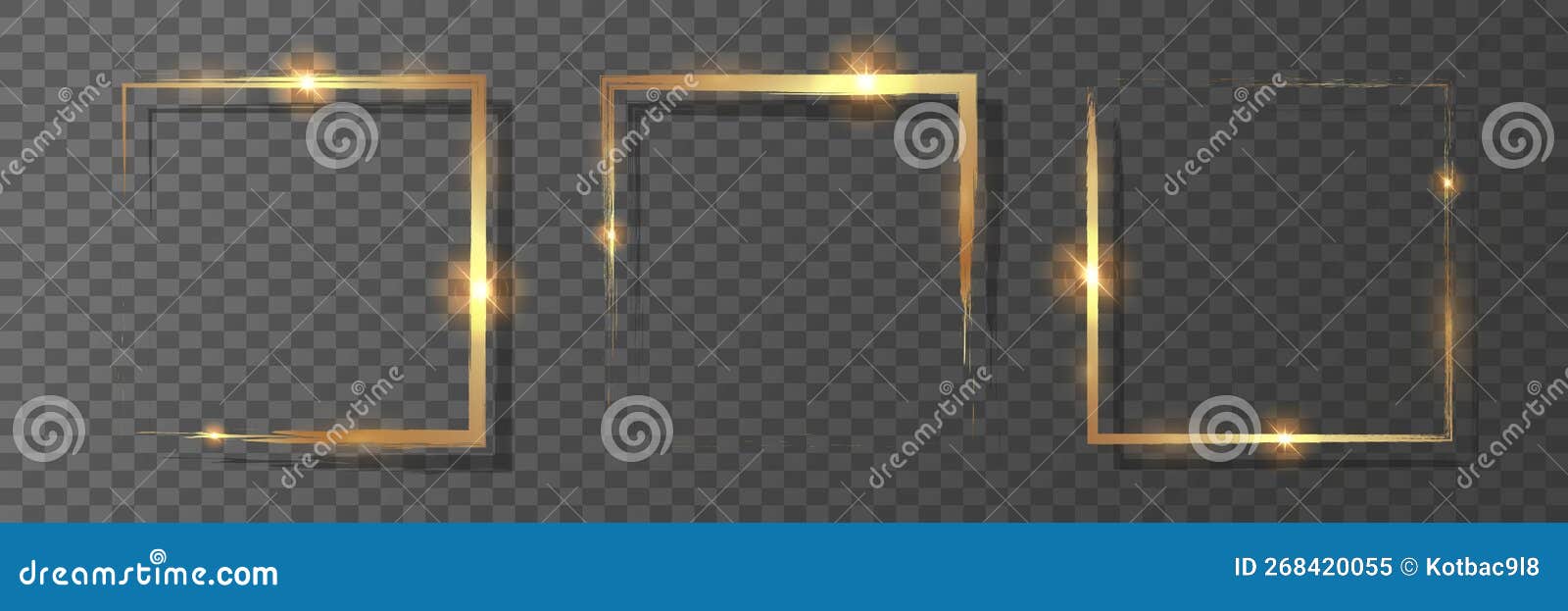 Golden Square Borders with Metallic Glitter. Stock Vector ...