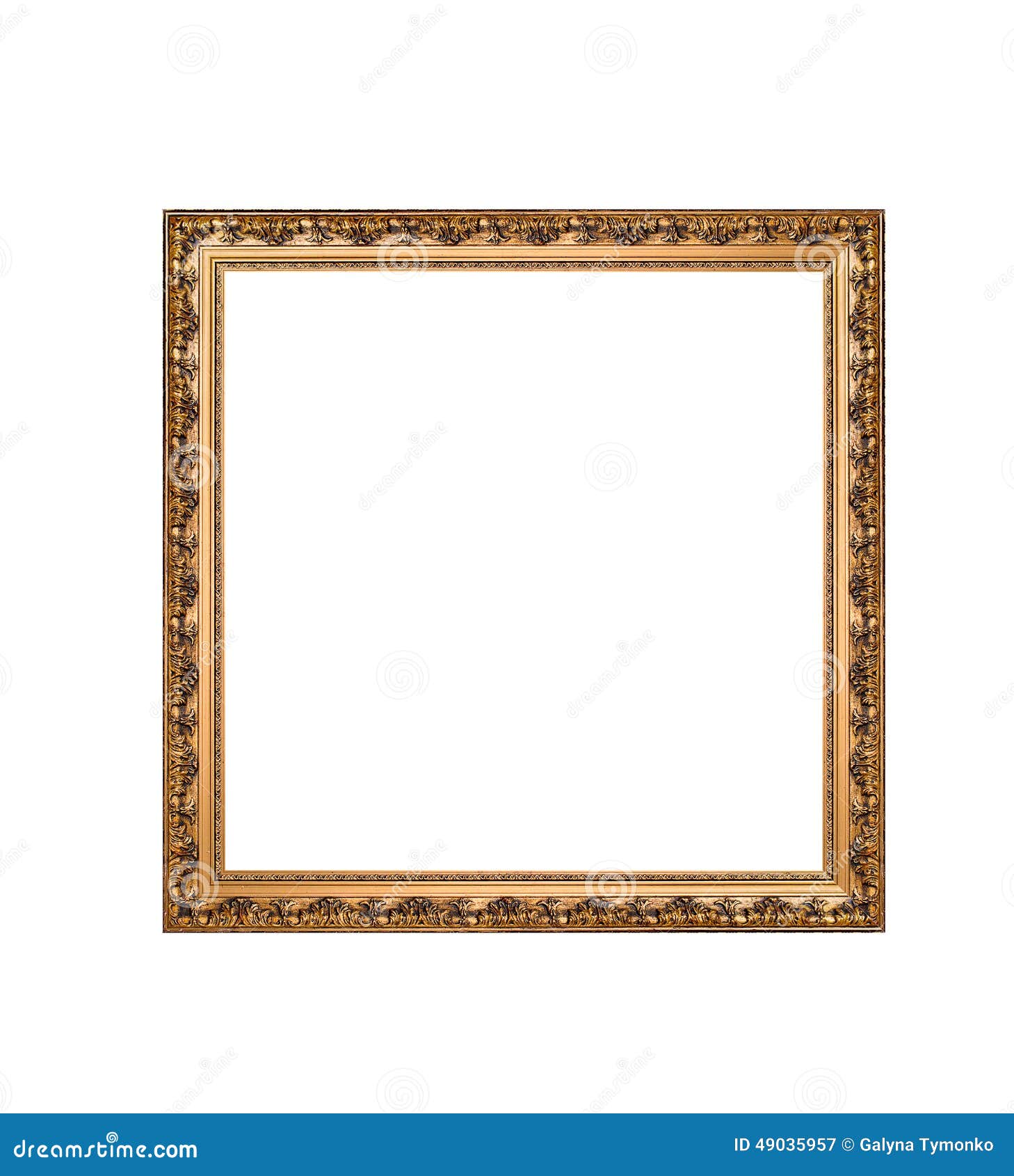 Golden Square Frame Isolated on a White Background Stock Image - Image ...