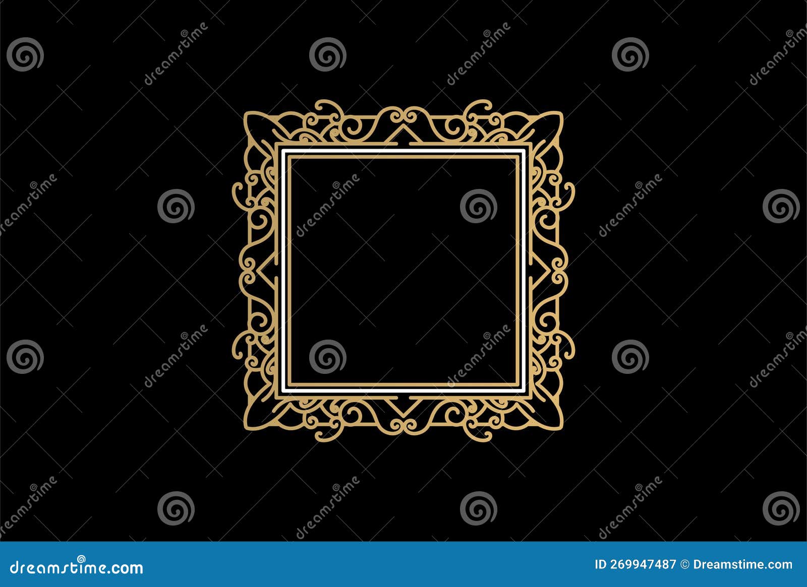 Golden Square Frame Logo Design Stock Illustration - Illustration of ...