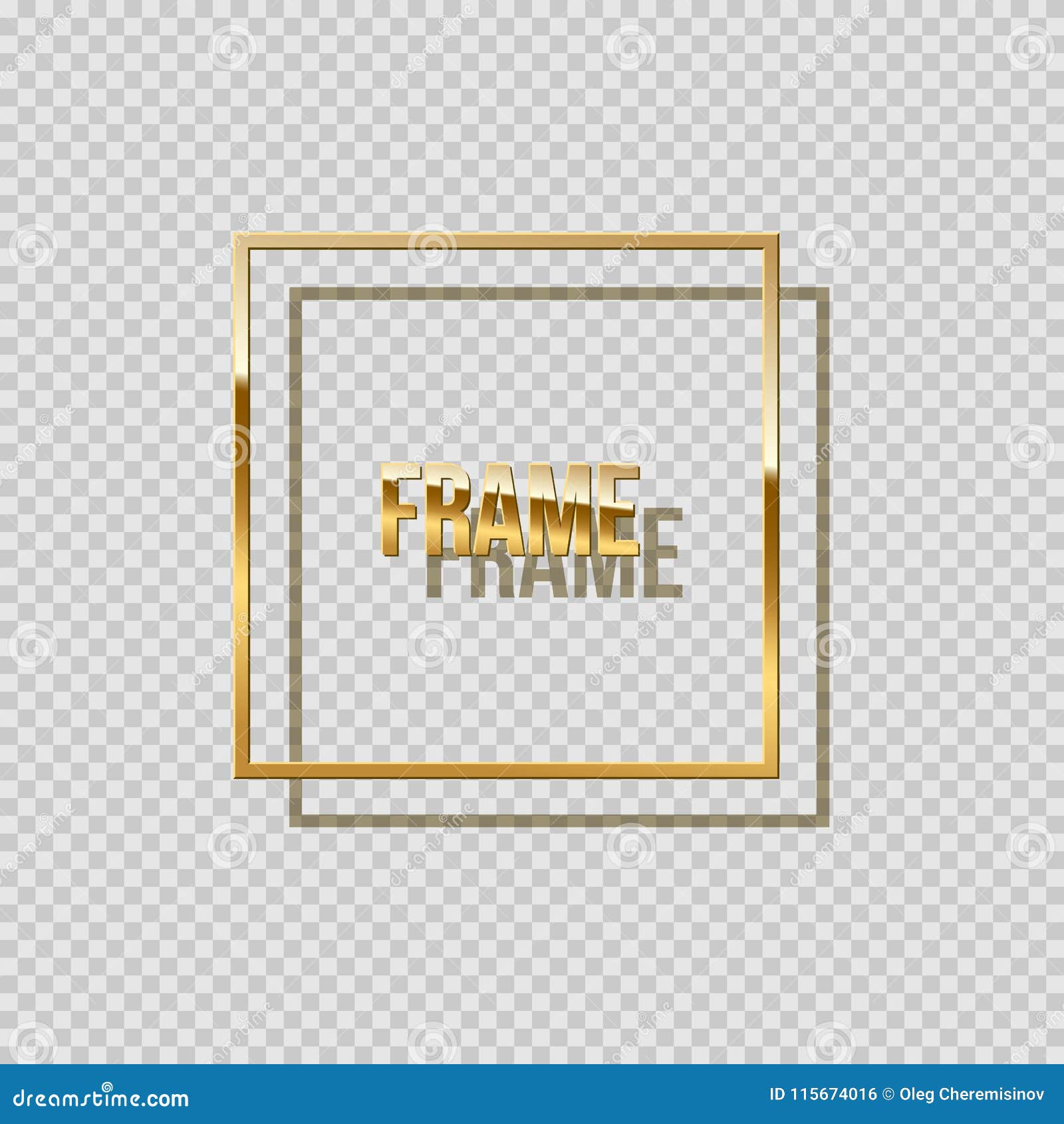 Golden Square Frame With Shadow Isolated On Transparent Background ...