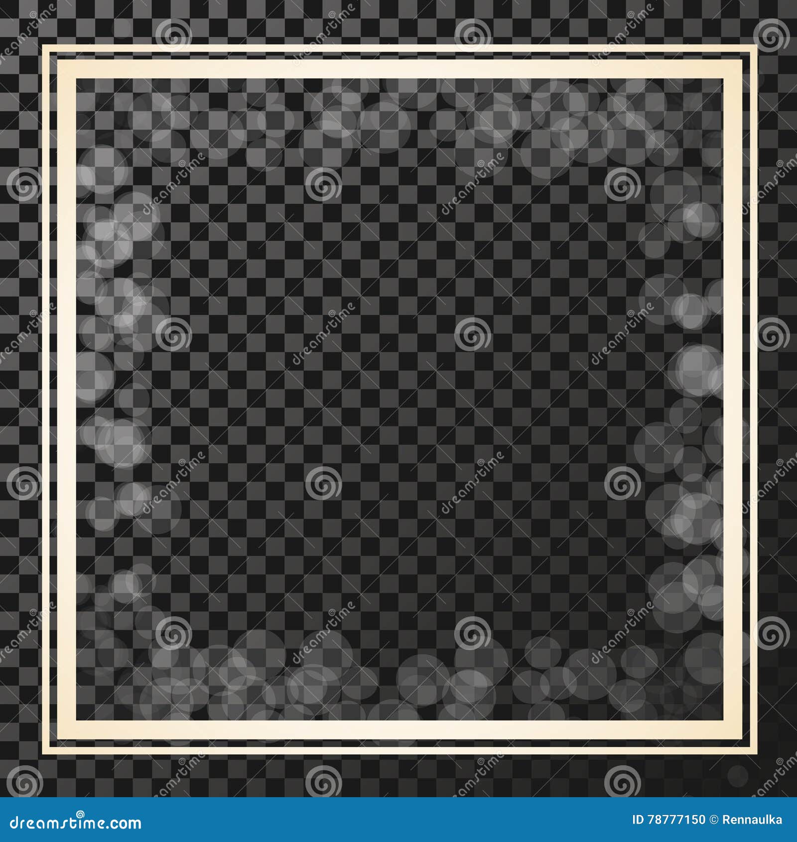 Golden Square Frame on the Transparency Background, Border with Glitter ...