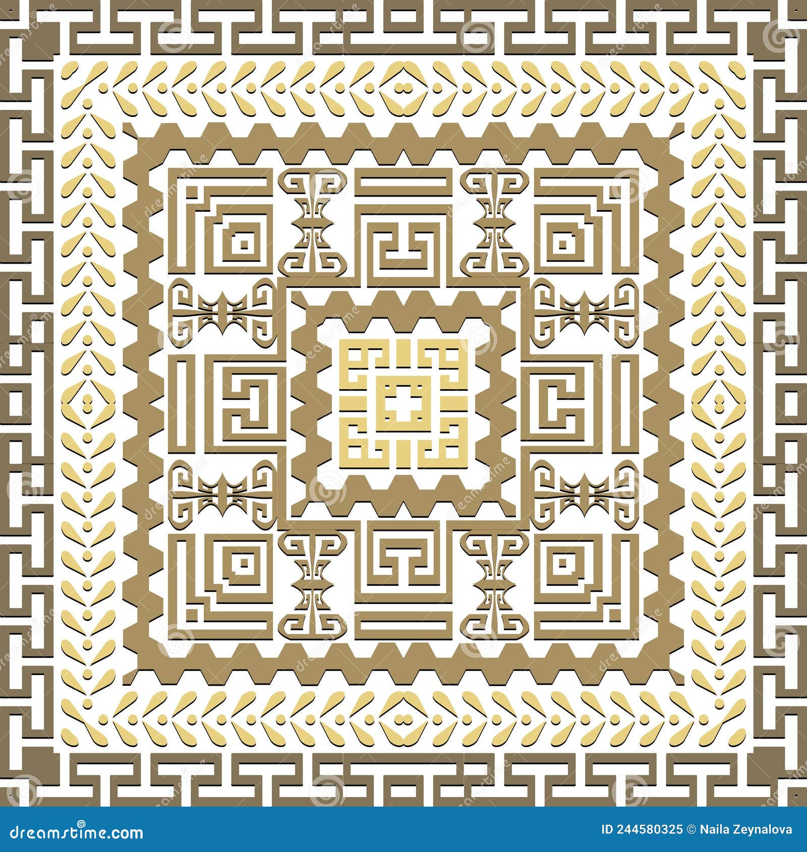 Golden Square Frames Seamless Pattern. Vector Modern Background. Greek ...