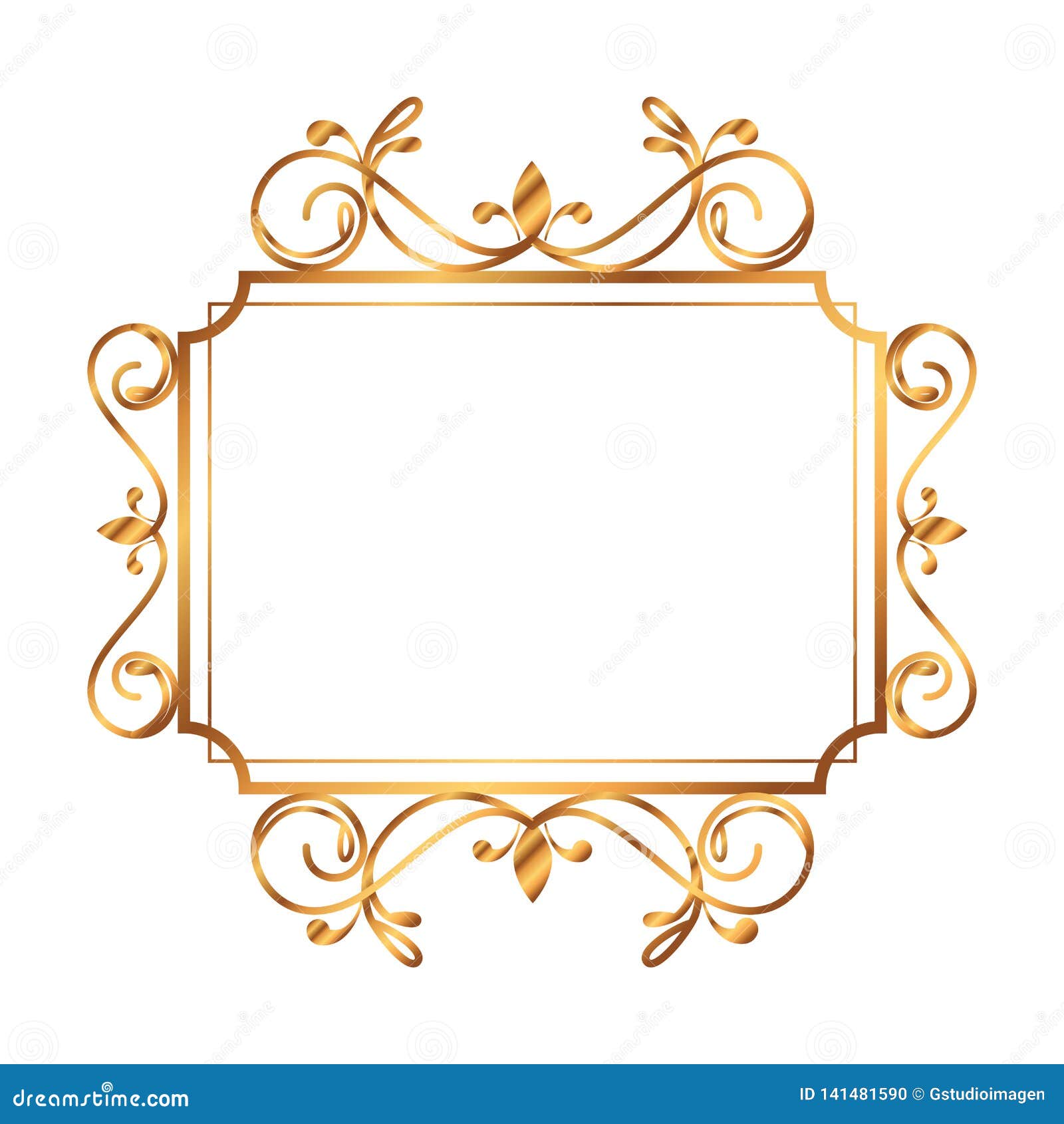 Golden Square Label Victorian Style Stock Vector - Illustration of ...