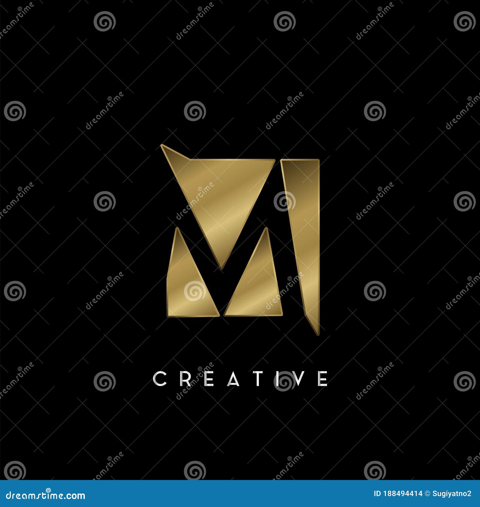 Golden Square Negative Space M Letter Logo. Creative Design Concept ...