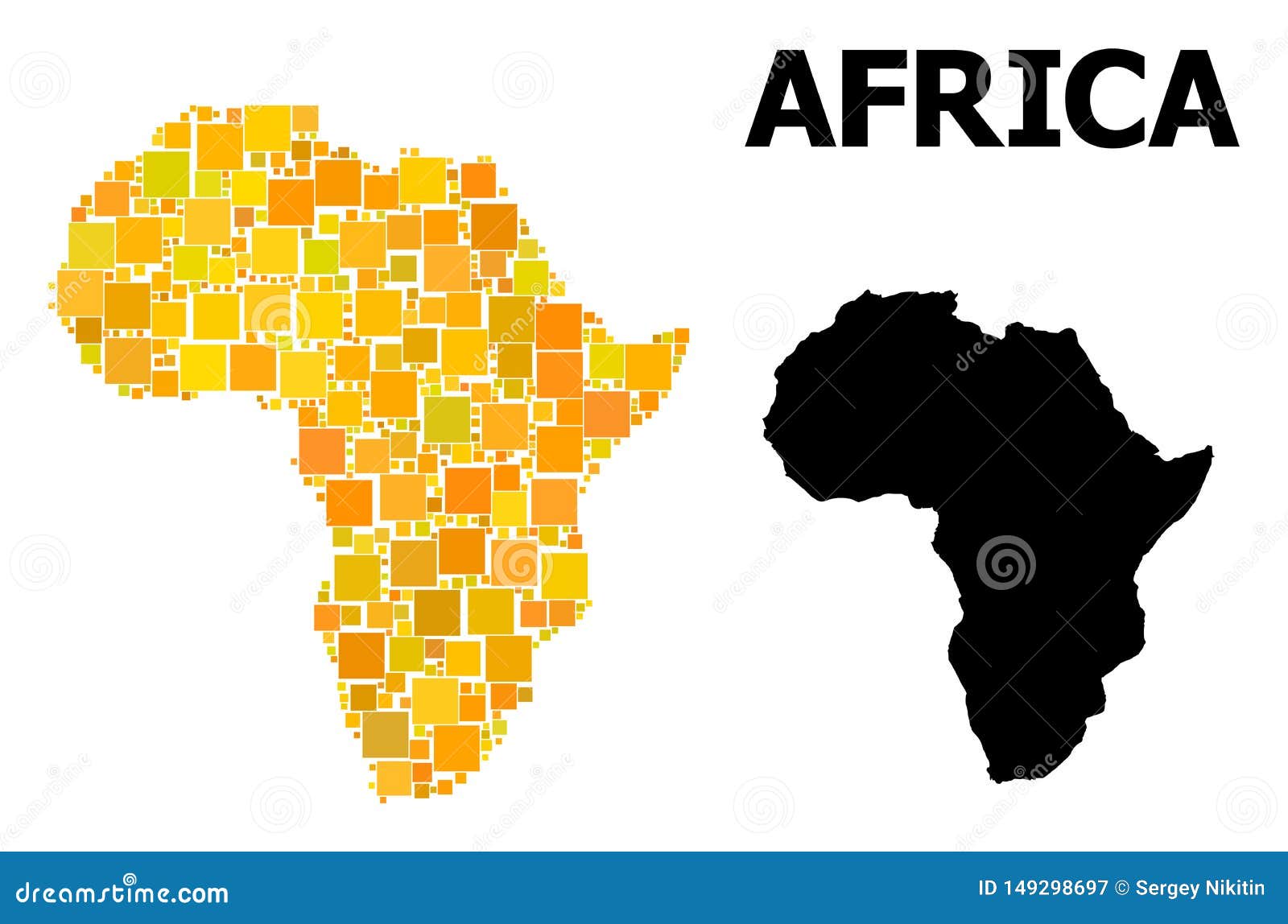 Golden Square Pattern Map of Africa Stock Illustration - Illustration ...