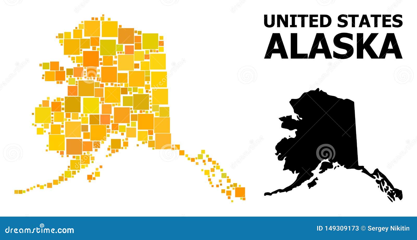 Golden Square Pattern Map of Alaska State Stock Illustration ...