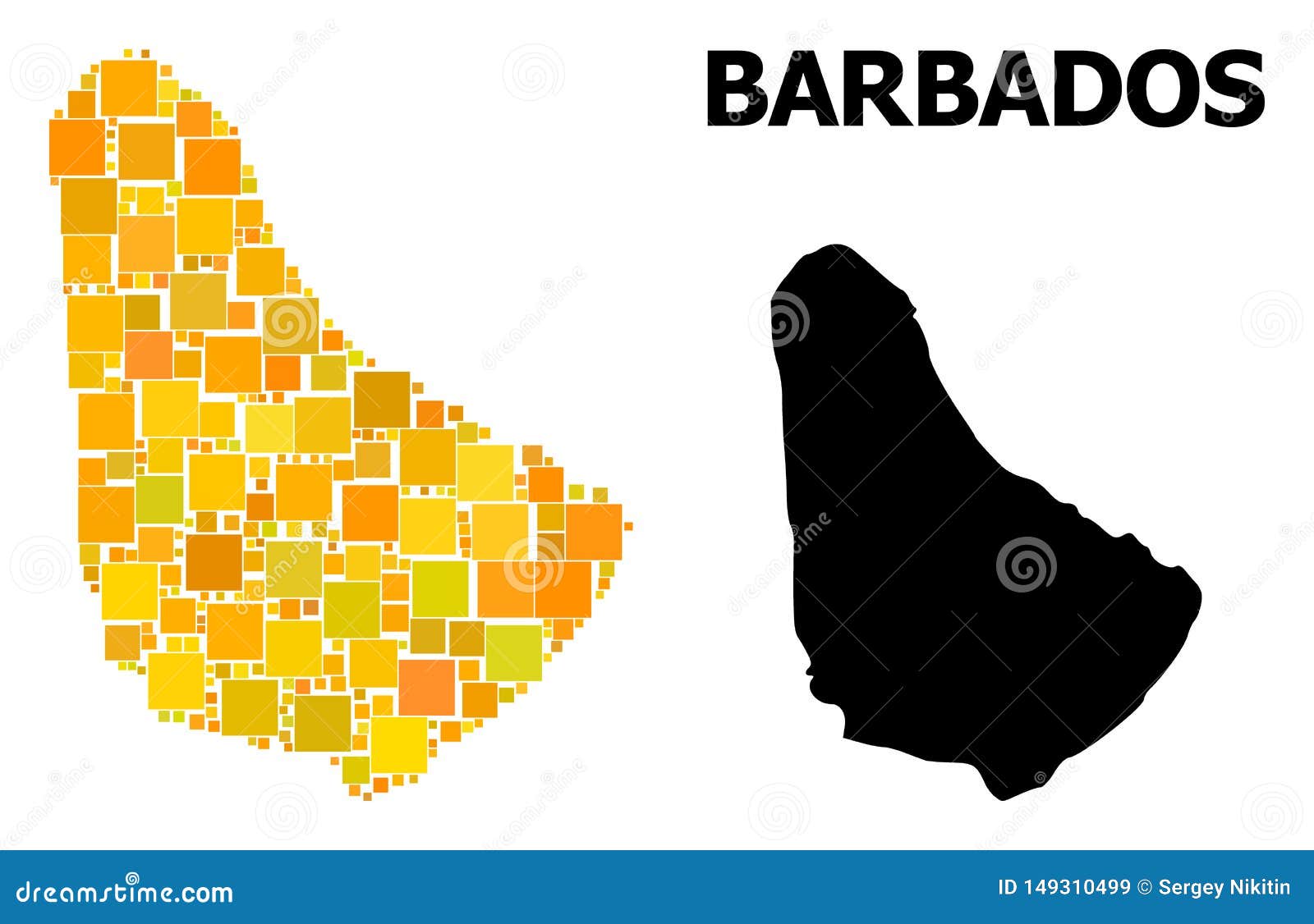 Golden Square Pattern Map of Barbados Stock Illustration - Illustration ...