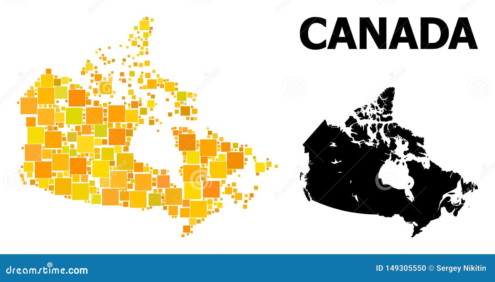 Golden Square Pattern Map of Canada Stock Illustration - Illustration ...