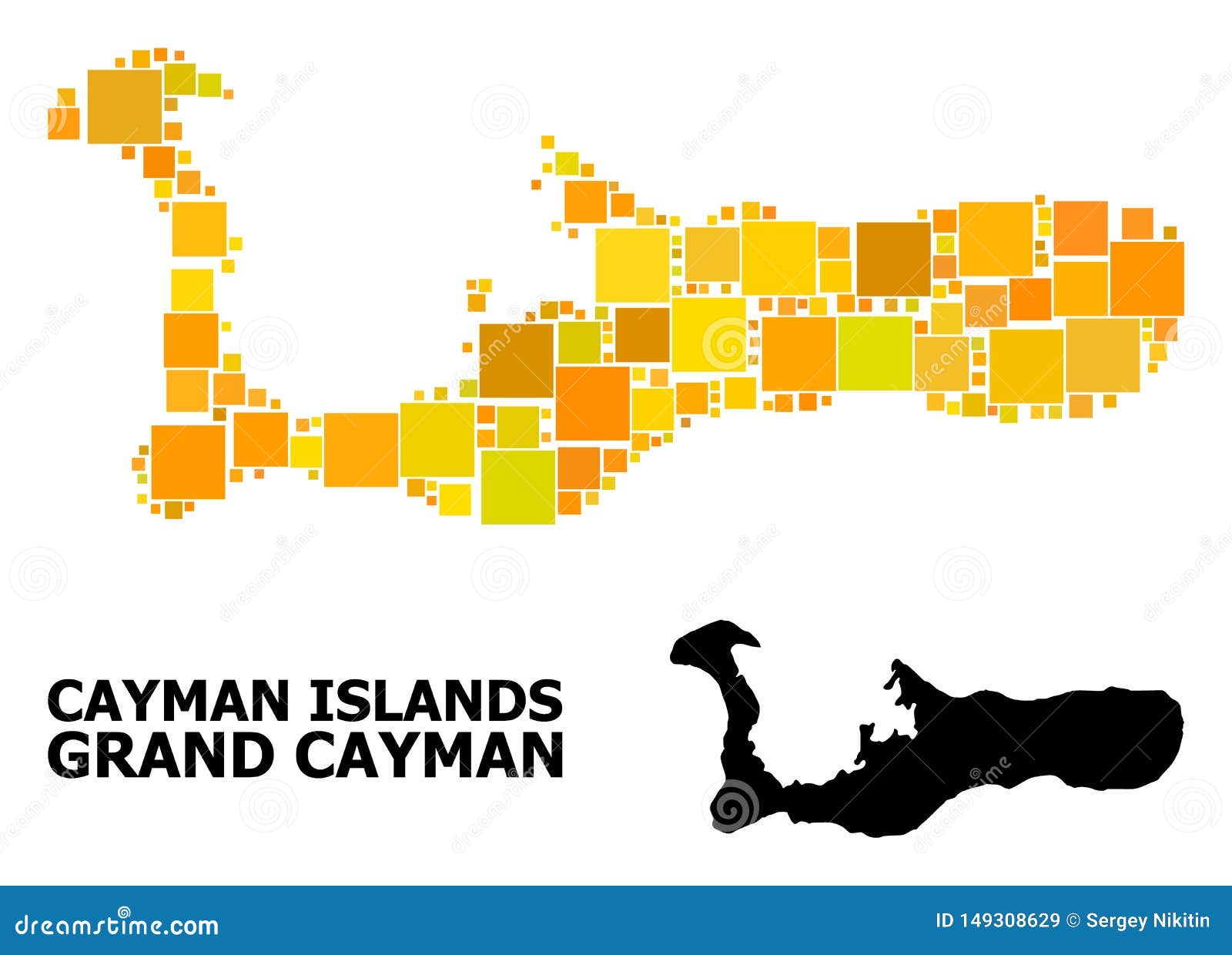 Golden Square Pattern Map of Grand Cayman Island Stock Illustration ...
