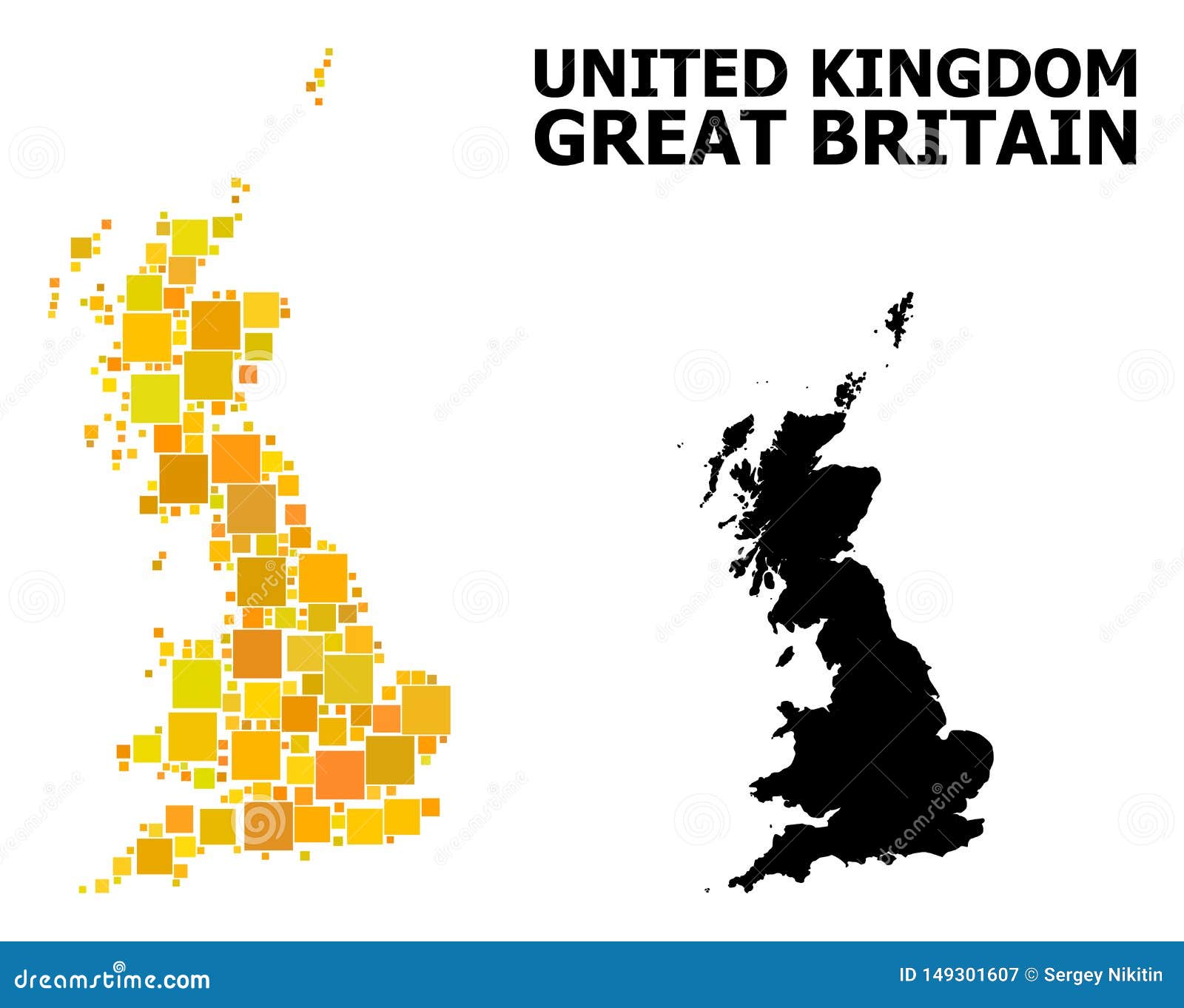 Golden Square Pattern Map of Great Britain Stock Illustration ...