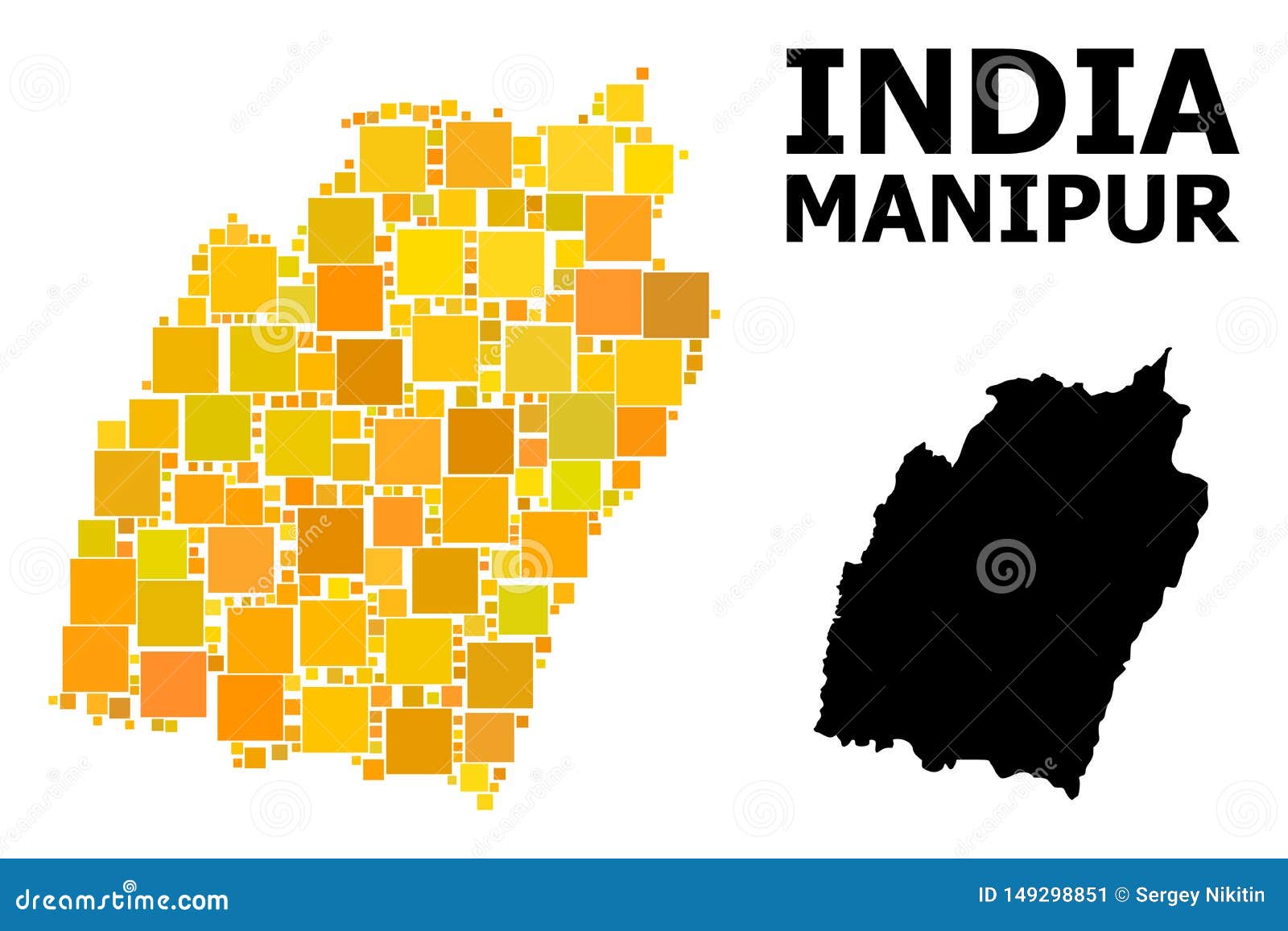 Golden Square Pattern Map of Manipur State Stock Illustration ...