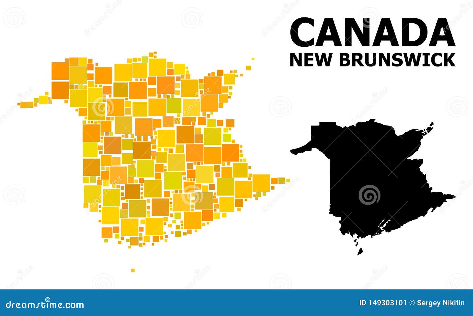 Golden Square Pattern Map of New Brunswick Province Stock Illustration ...