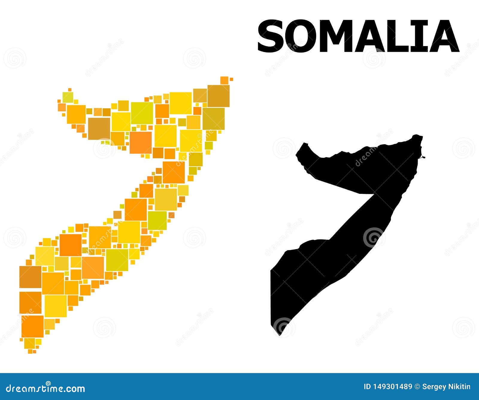 Golden Square Pattern Map of Somalia Stock Illustration - Illustration ...