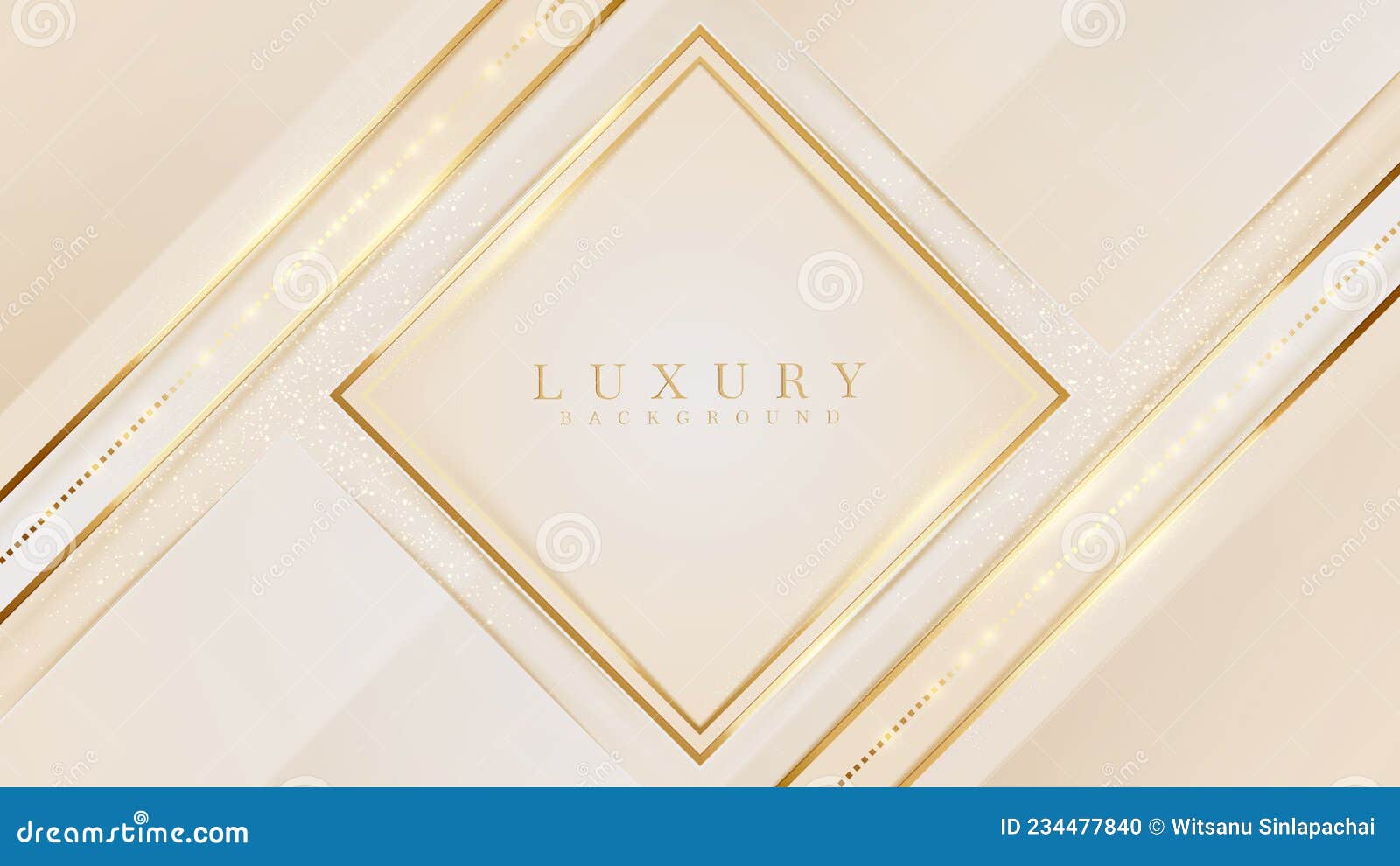 Golden Square Shape Luxury Background with Glitter Effect Elements ...