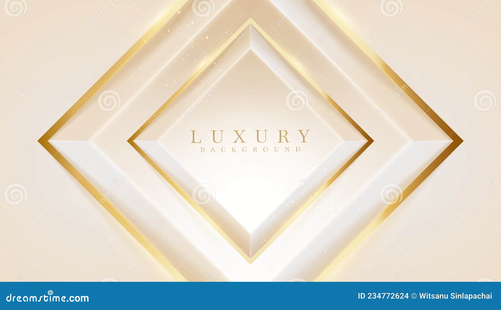 Golden Square Shape Luxury Background with Glitter Effect Elements ...