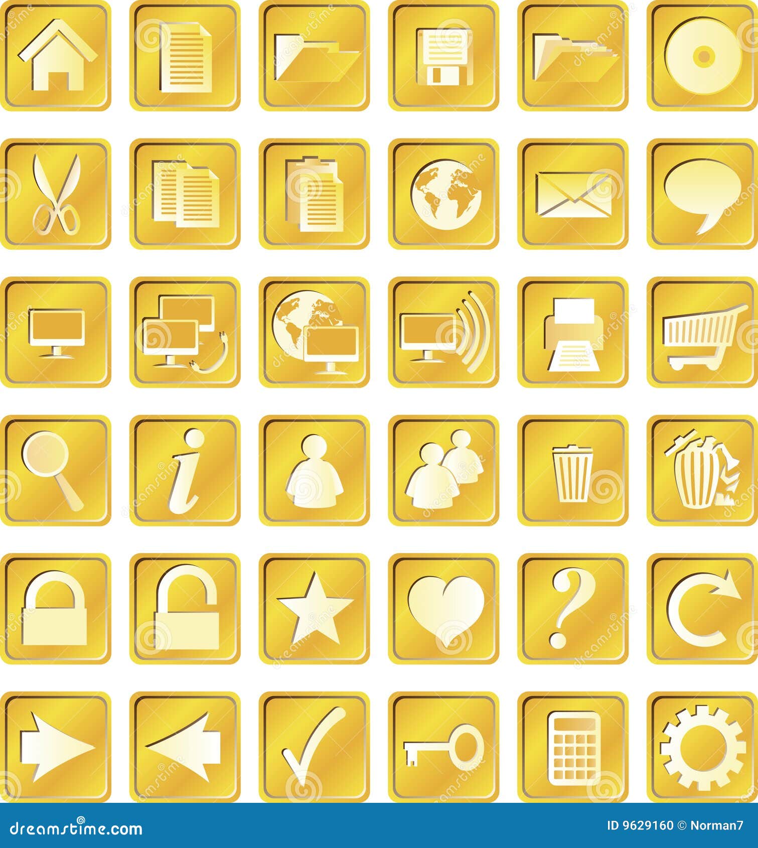Golden squared icons stock vector. Illustration of graphic - 9629160