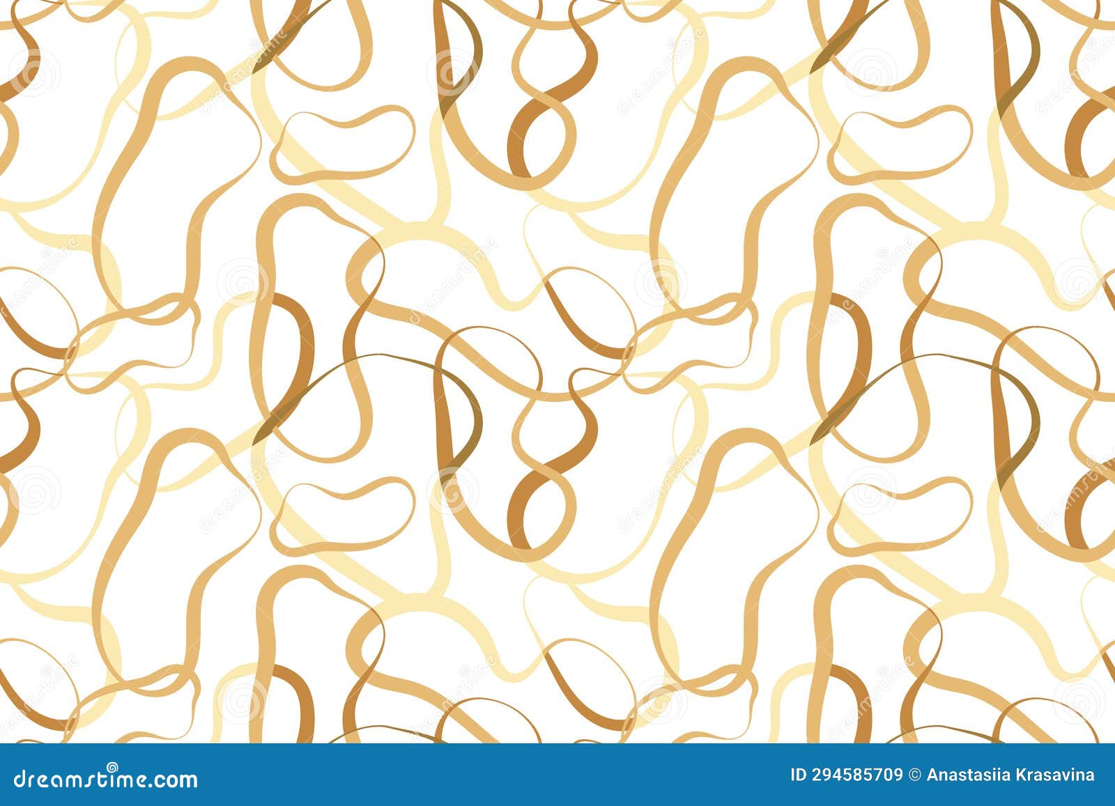 Golden Squiggle Cute Naive Seamless Pattern. Creative Bright Scribble ...