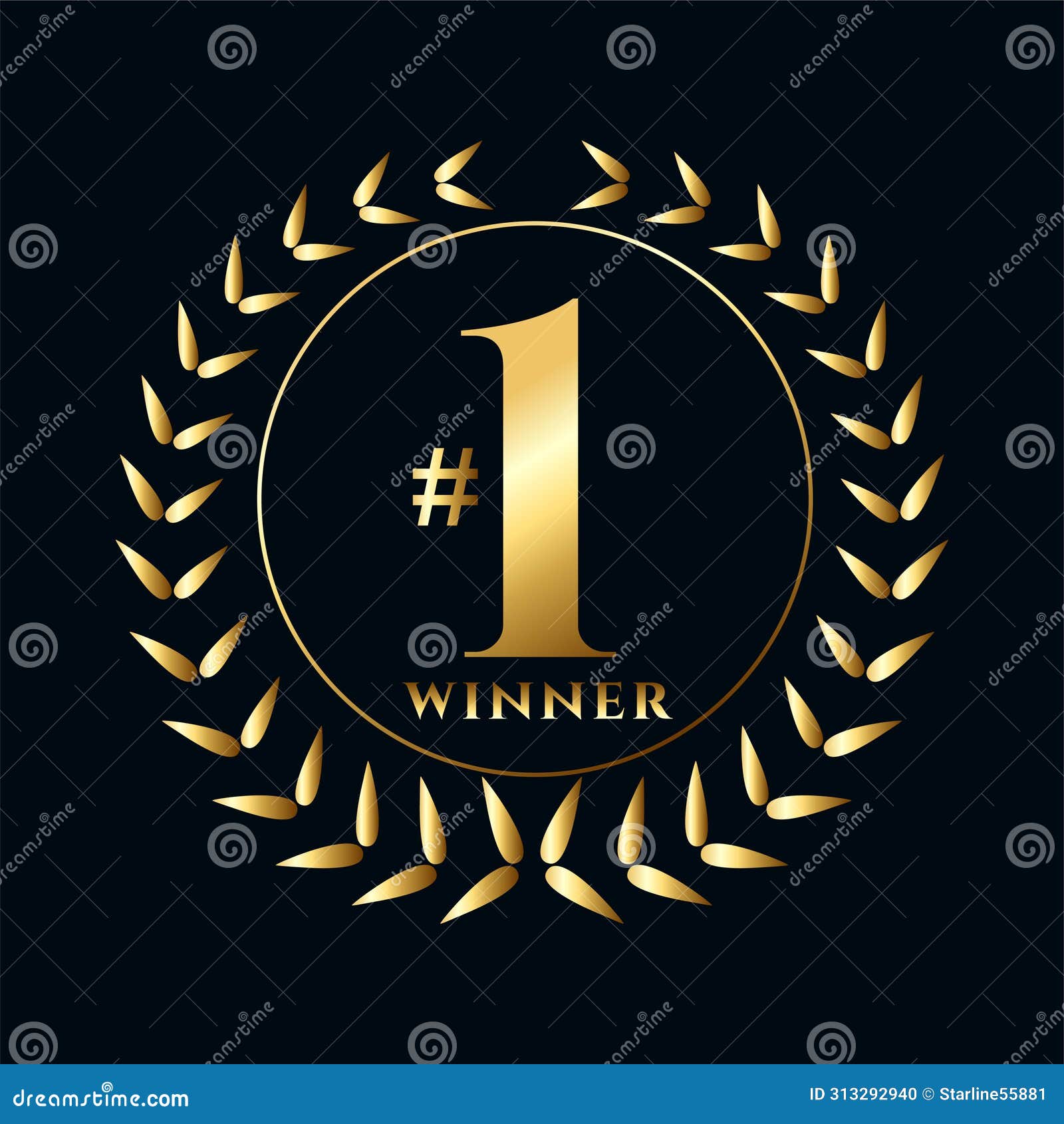 Golden 1st Rank Winner Template with Laurel Decoration Stock Vector ...