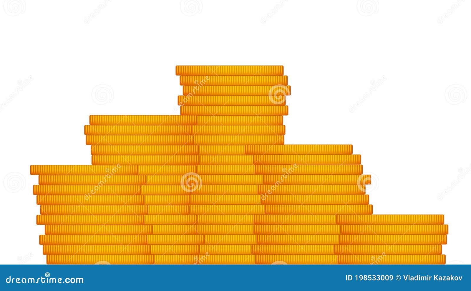 Golden Stack of Coins Isolated on White. Stock Vector - Illustration of ...