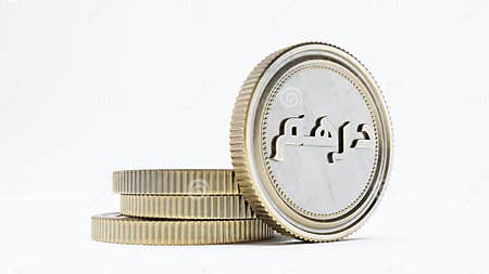 Golden Stack of Dirham Coins Isolated on White Background Stock ...