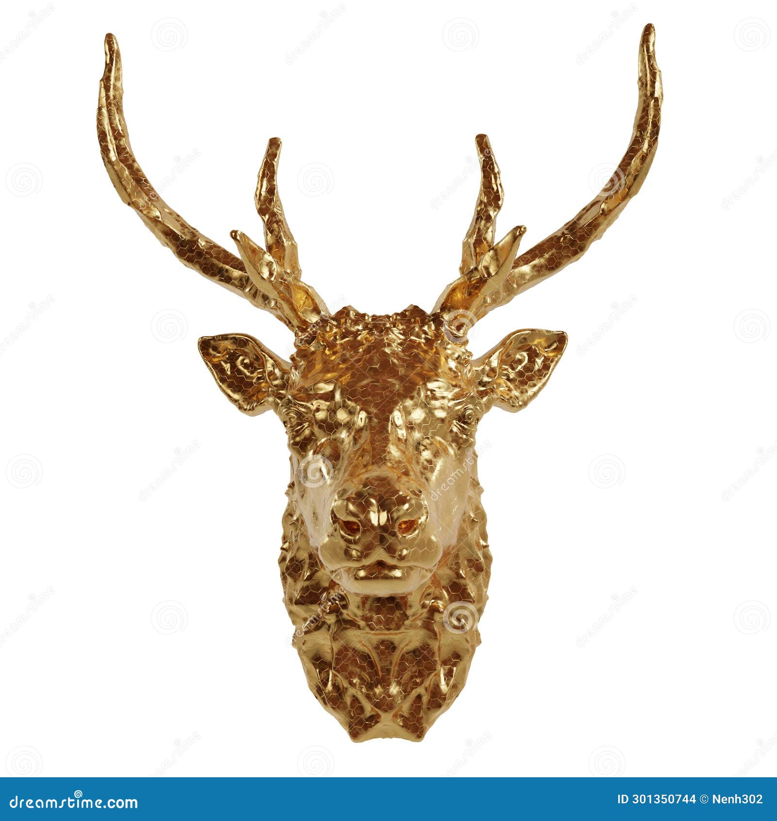 A Golden Stag S Head Isolated on a White Background Stock Illustration ...
