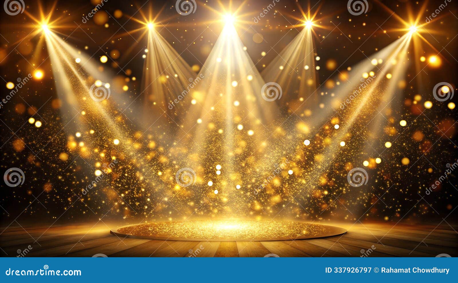 Golden Stage Spotlight: a Dazzling Event Background Stock Illustration ...