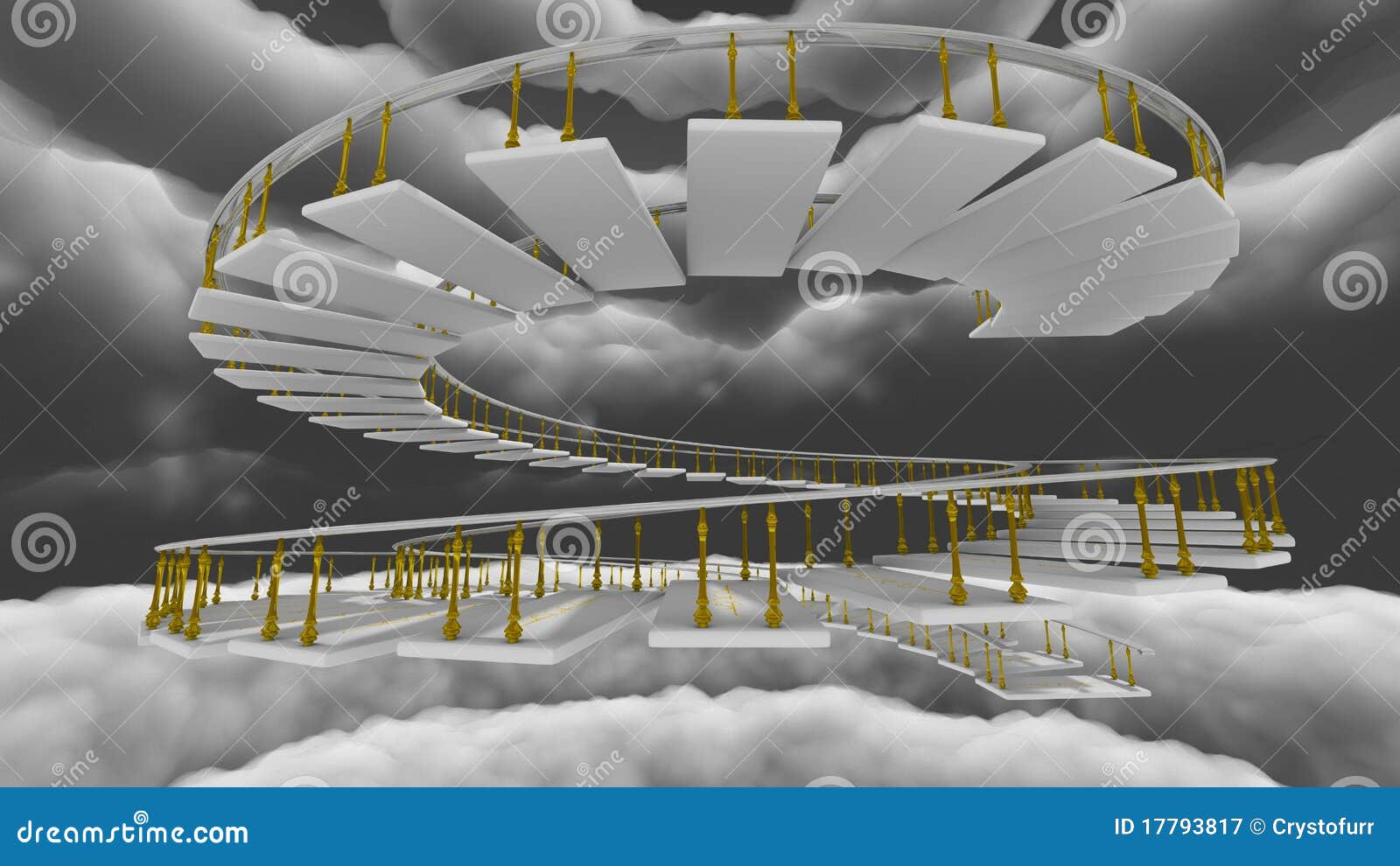 Golden Stairs Side View stock illustration. Illustration of spiral ...