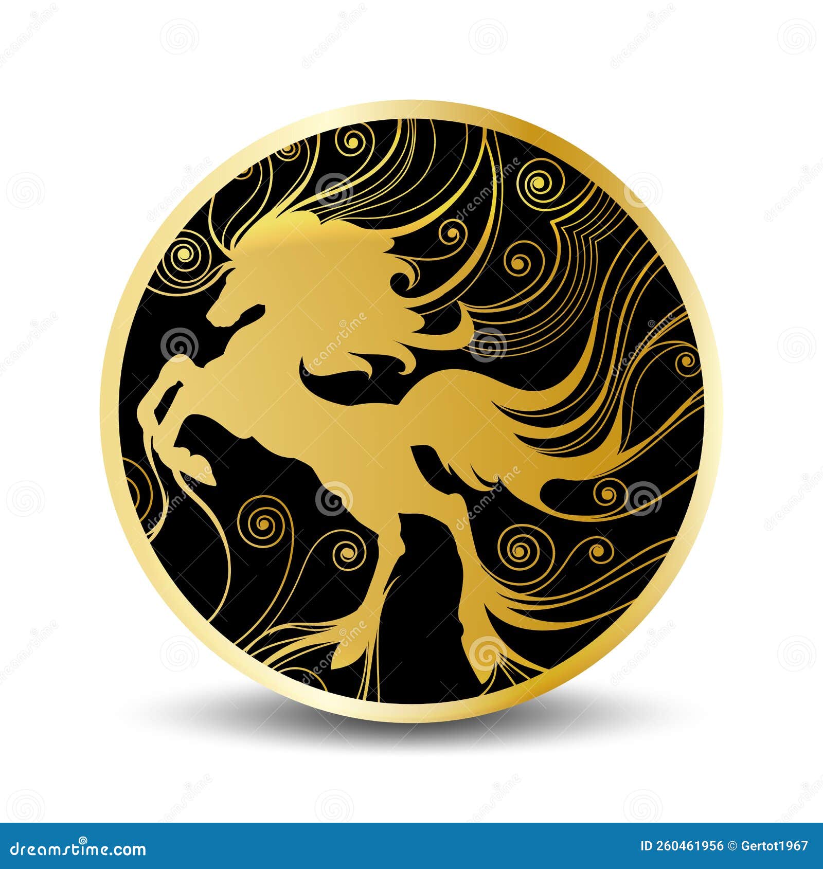 Golden Stallion Emblem Isolated on White Stock Illustration ...