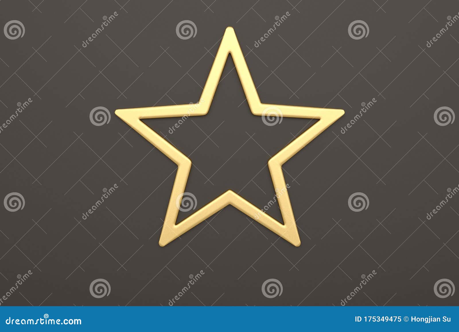 Golden Star on Black Background. 3D Illustration Stock Illustration ...