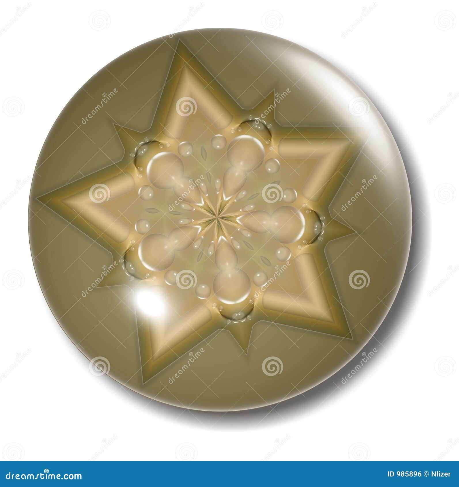 Golden Star Button Orb stock illustration. Illustration of element - 985896