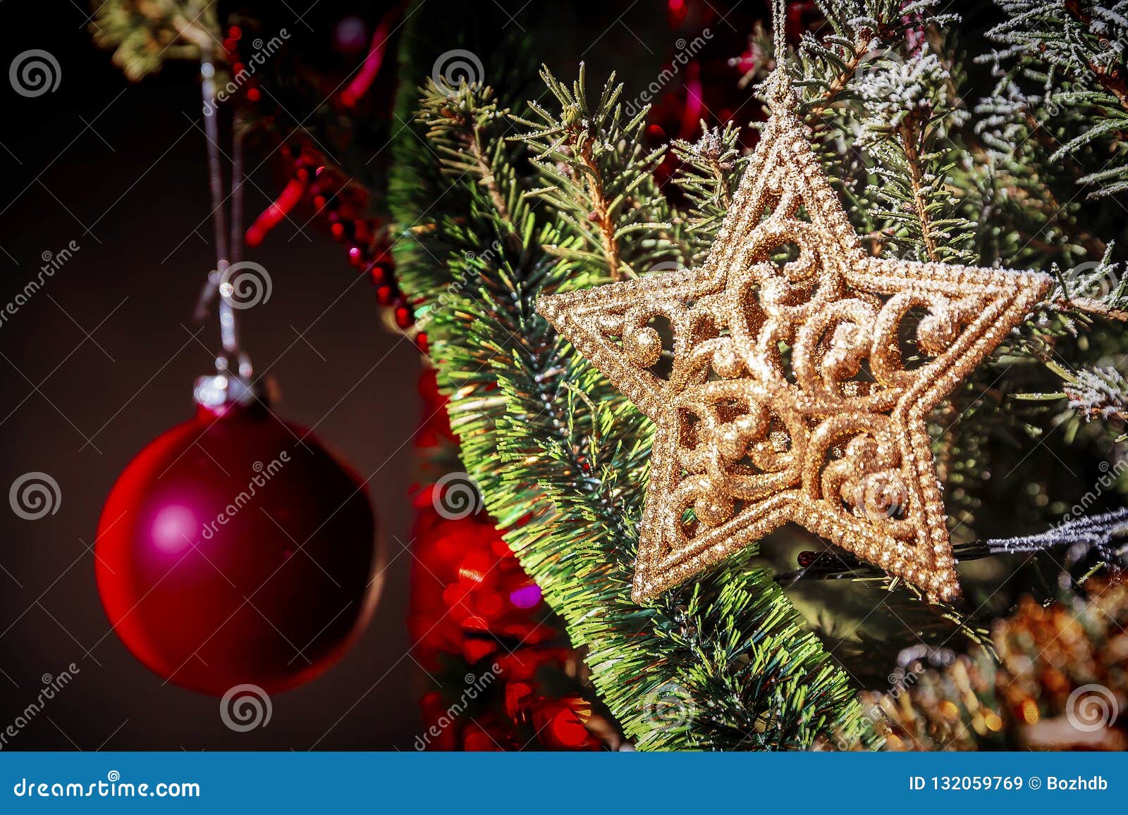 Golden Star on the Christmas Tree Stock Image - Image of holiday ... Golden Star on the Christmas Tree Stock Image - Image of holiday ...