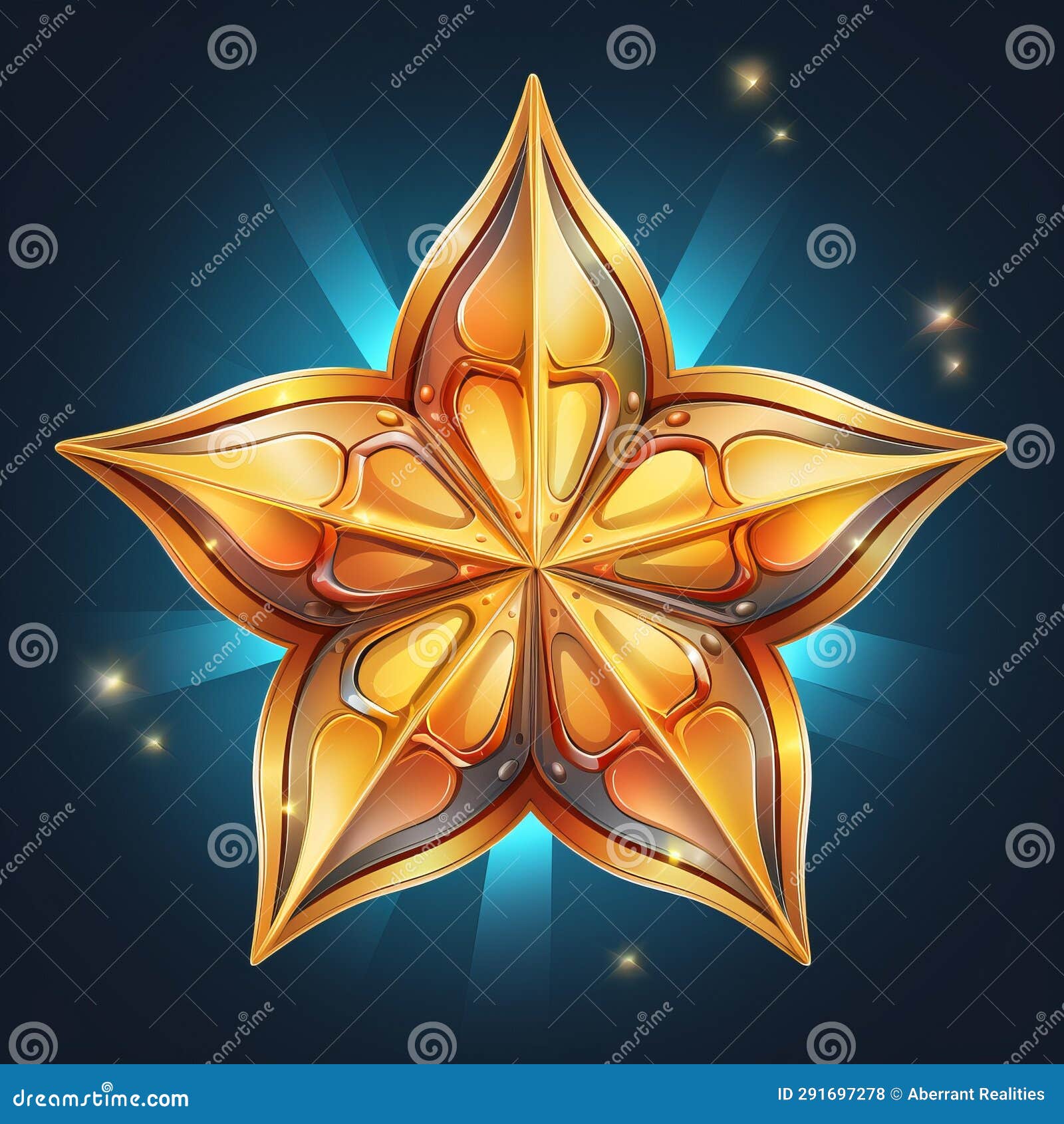 Golden Star on a Dark Blue Background Stock Illustration - Illustration ...