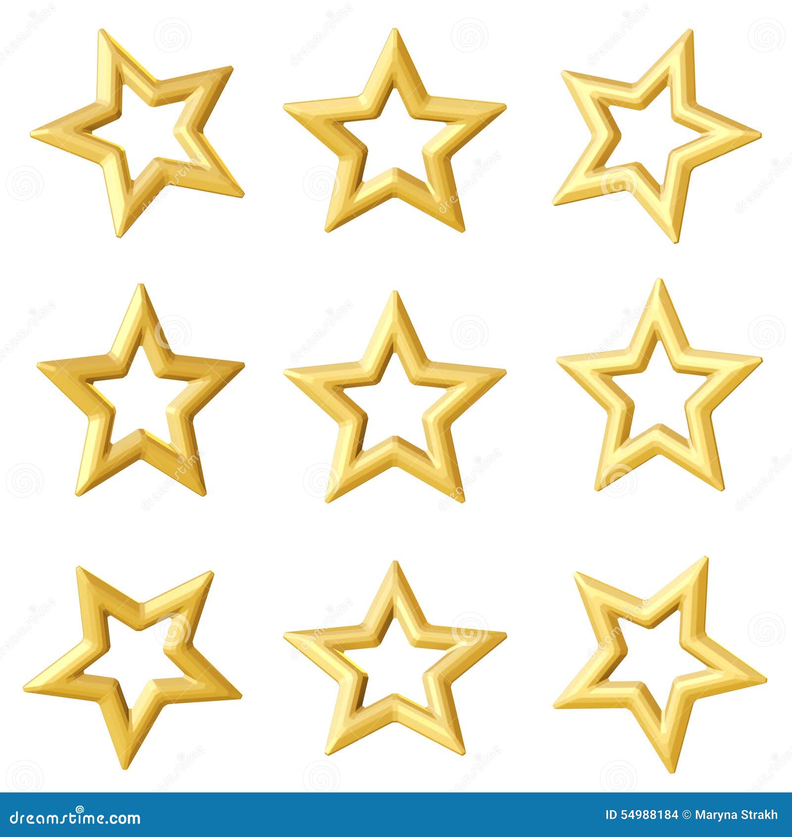 Golden Star. Different Angles Stock Illustration - Illustration of ...