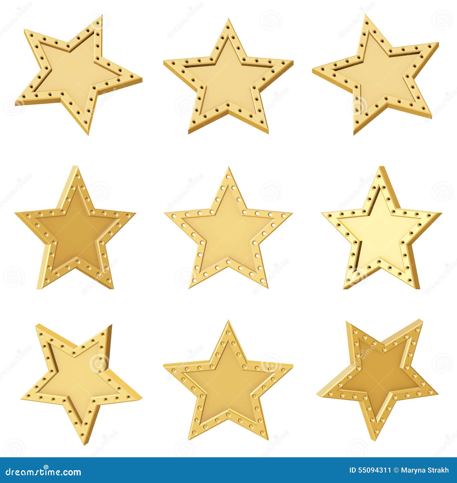 Golden Star. Different Angles Stock Illustration - Illustration of ...