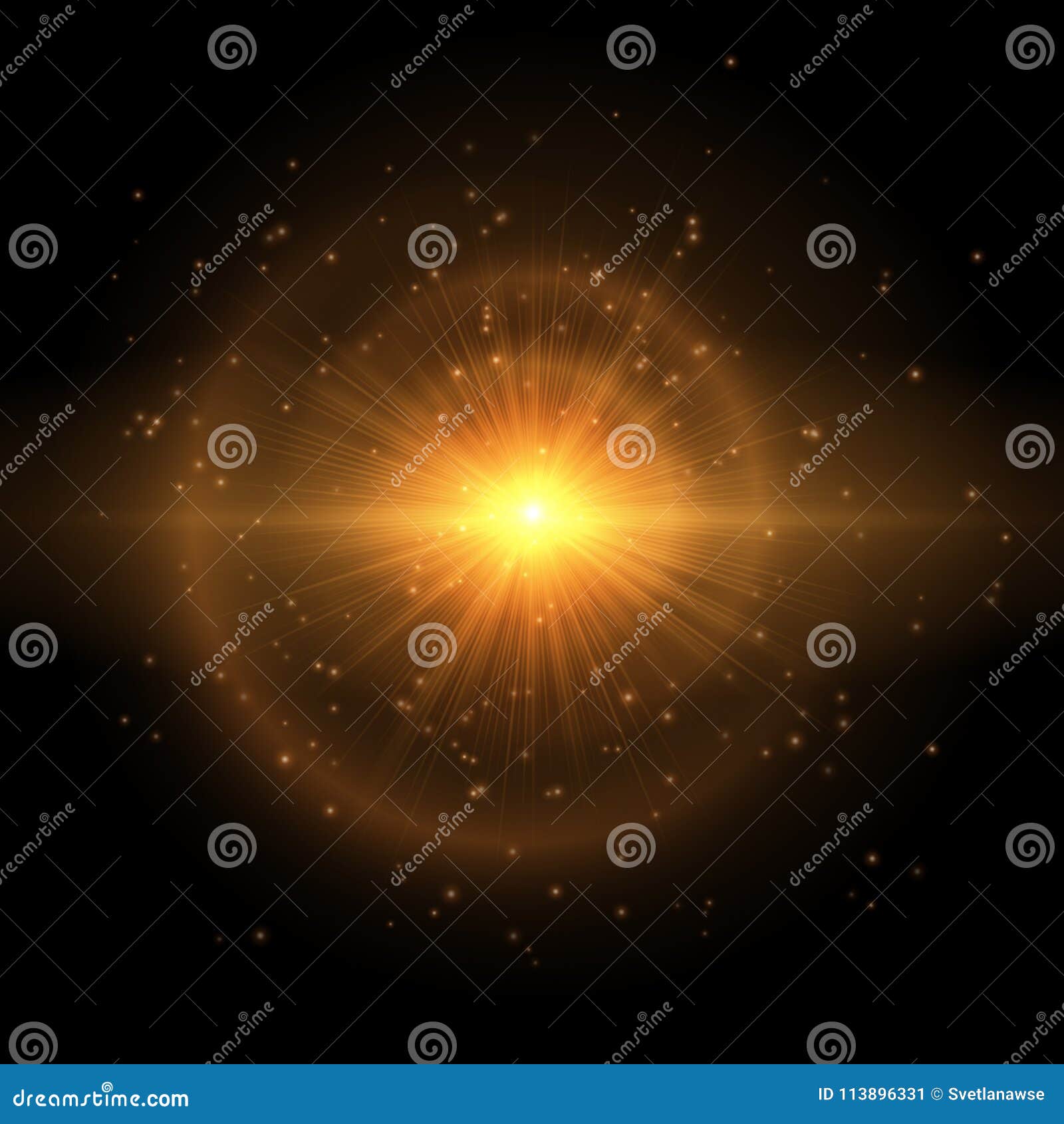 The Golden Star Explodes in the Sky Stock Vector - Illustration of ...