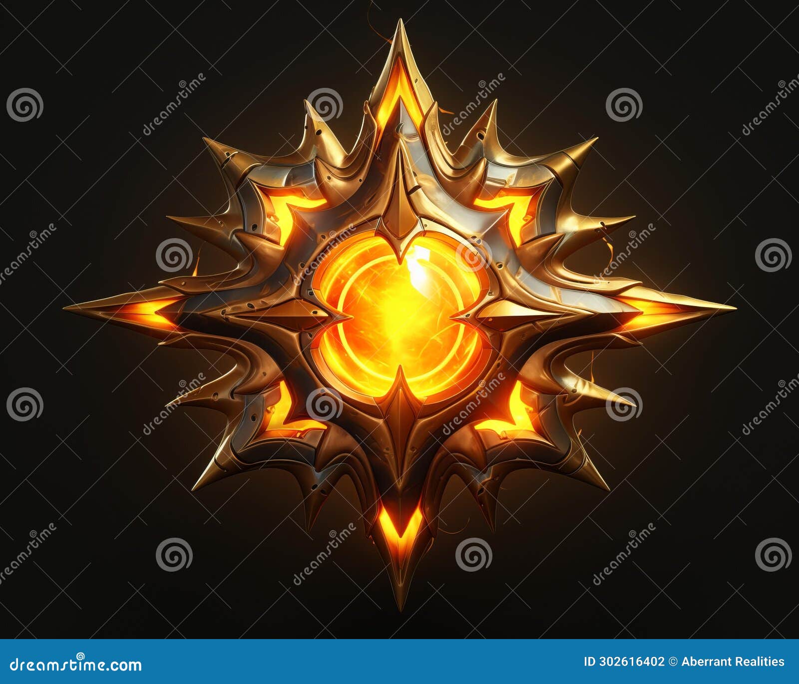 A Golden Star with Flames on it Stock Illustration - Illustration of ...
